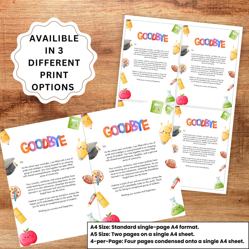 Goodbye Letter From Teacher | Gift | Farewell | End of Year Printable ...