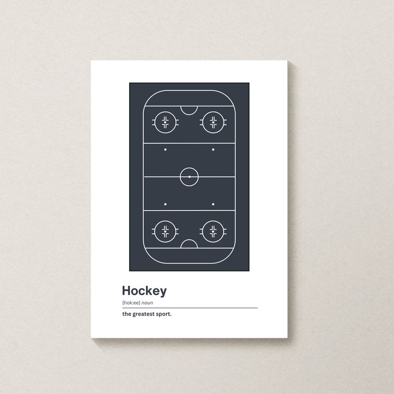Blue Ice Hockey Definition | Boys Room Décor | Kids Room Art | Teen ...