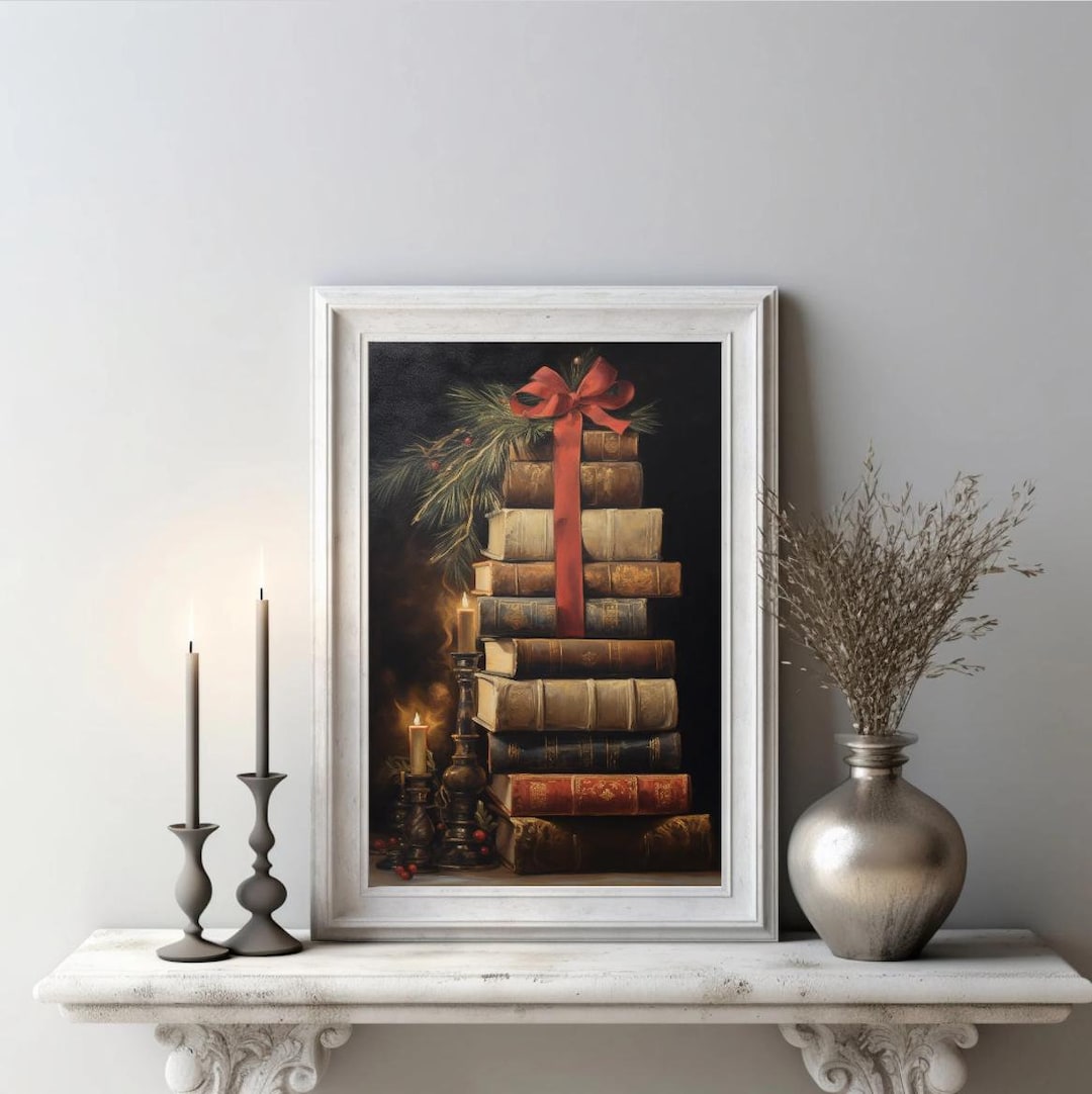Vintage Christmas Books Print | Digital Download, Holiday Decor ...