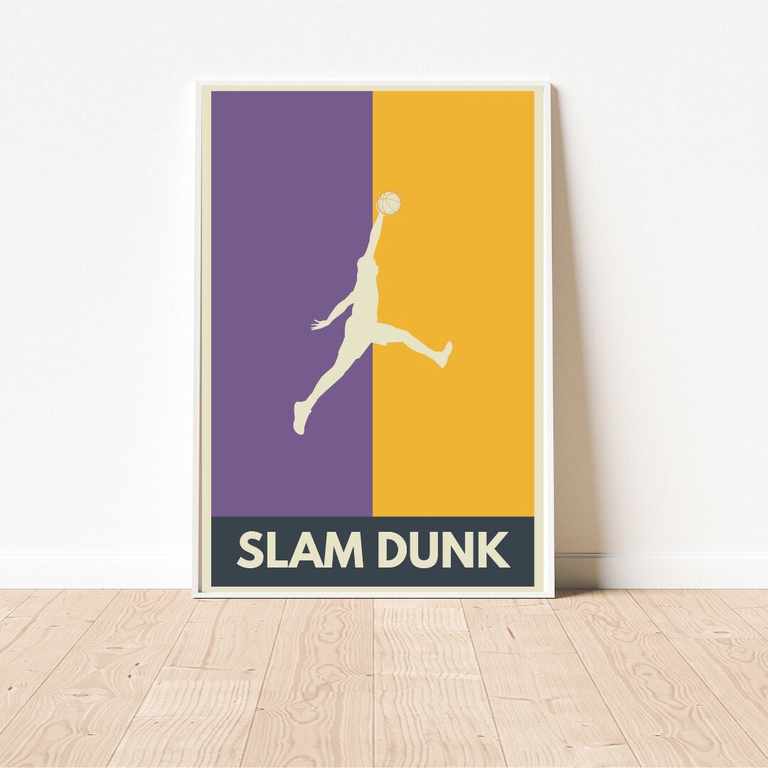 Retro Basket Ball Print | Slam Dunk | Basketball Poster | Teen ...