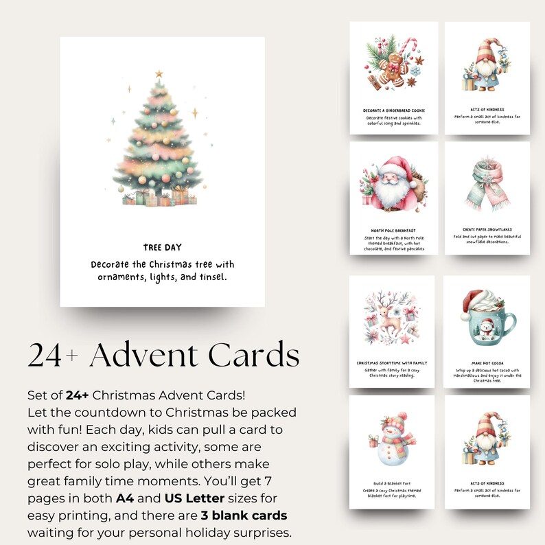 24+ Printable Advent Activity Cards for Kids, Kids Advent Cards ...