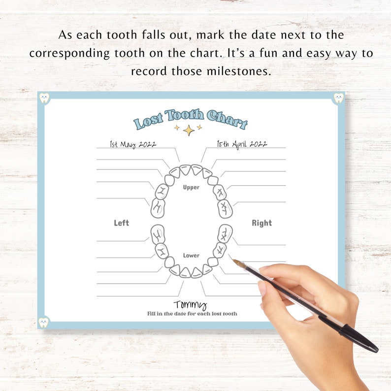 Printable Lost Tooth Chart Printable Kids Tooth Tracker Milestone ...