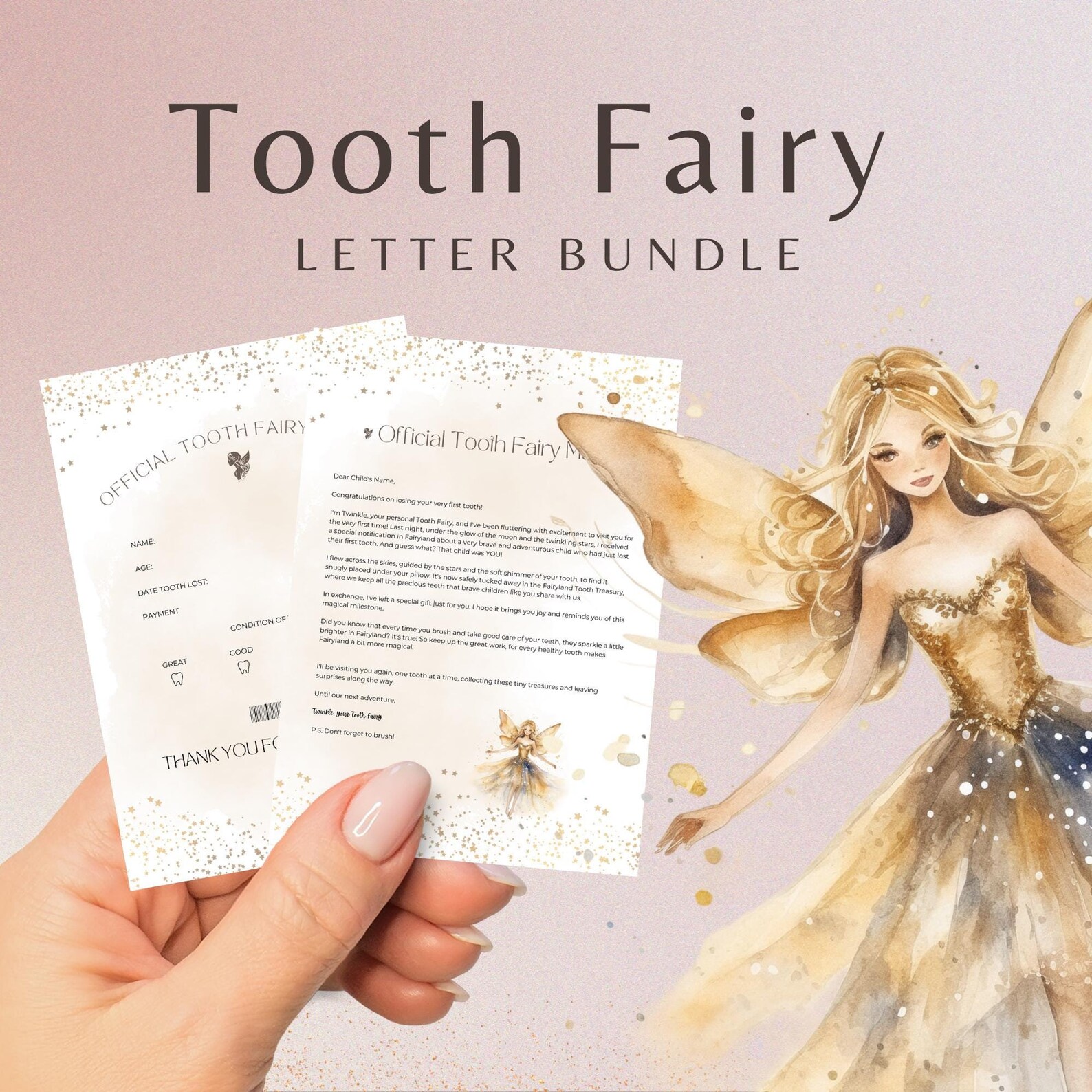 Editable Tooth Fairy Bundle Tooth Fairy Certificate Lost Tooth Chart ...