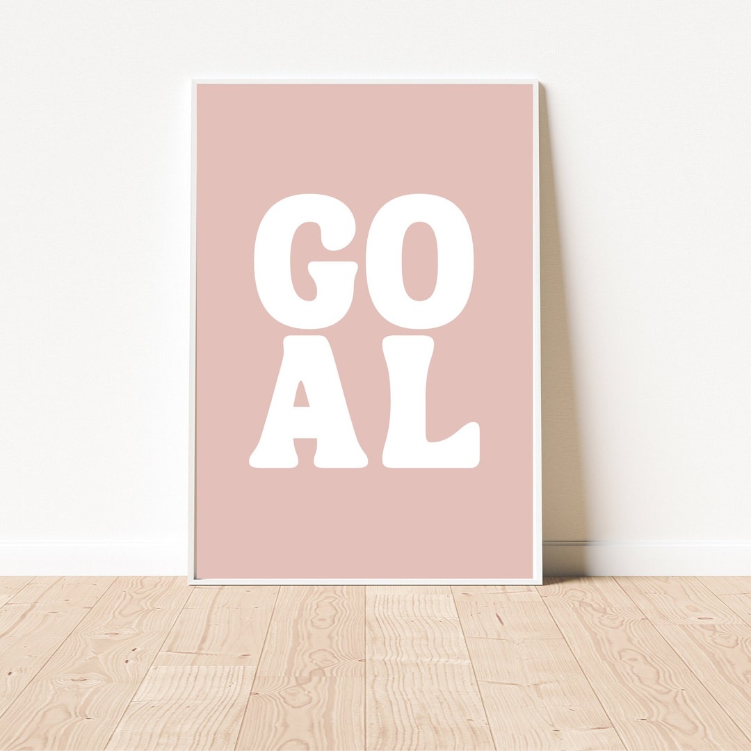Pink Goal Print | Soccer | Minimalist | Soft Pink | Girls Room Wall ...