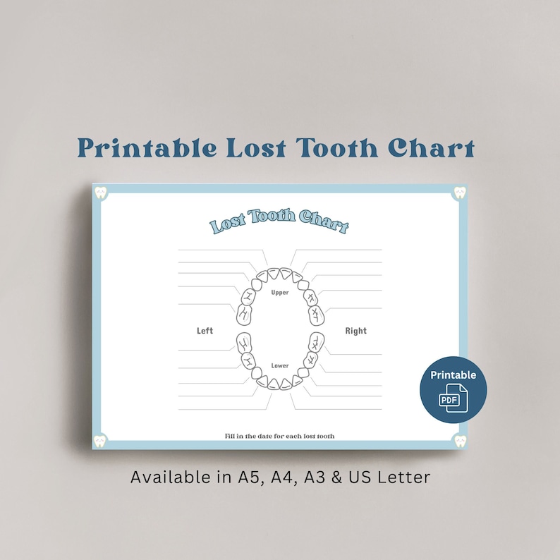 Printable Lost Tooth Chart Printable | Kids Tooth Tracker | Milestone ...