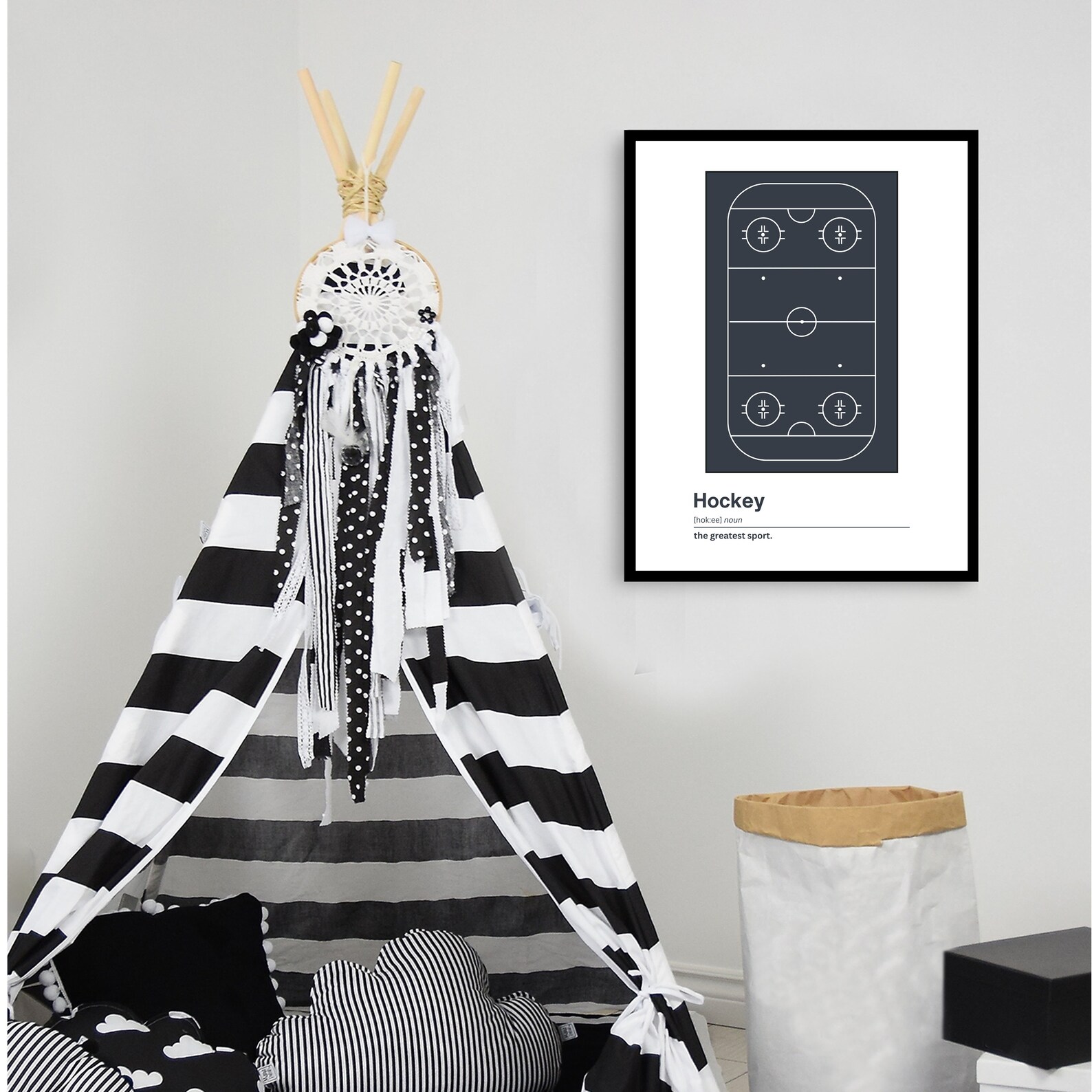 Blue Ice Hockey Definition | Boys Room Décor | Kids Room Art | Teen ...