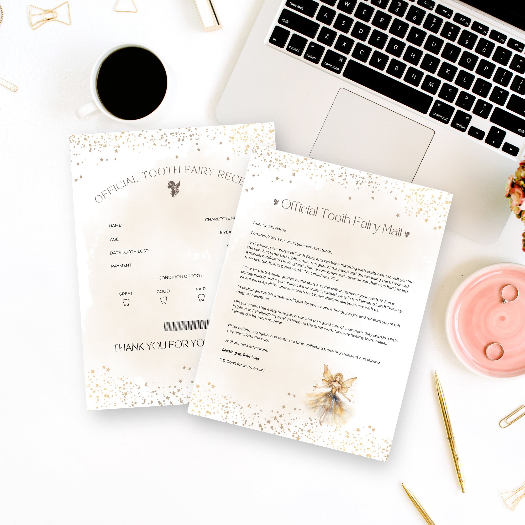 Editable Tooth Fairy Bundle Tooth Fairy Certificate Lost Tooth Chart ...