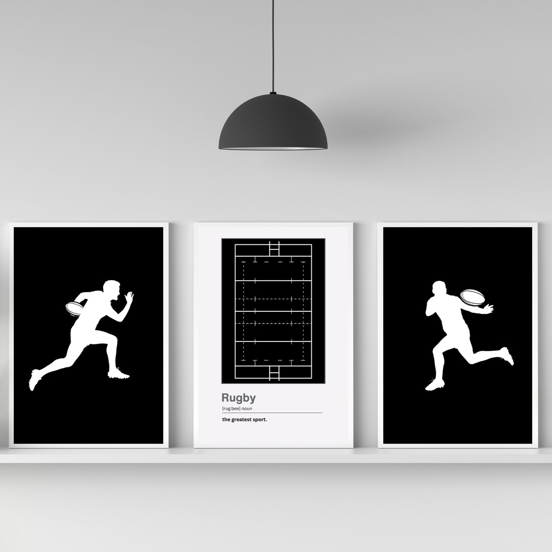 Set of 3 Rugby Prints | Rugby Field | Rugby Definition | Boys Room ...
