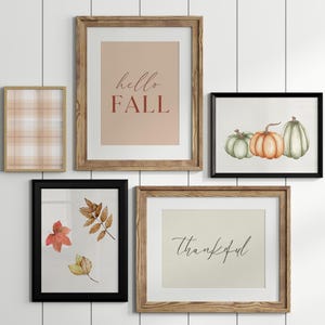 Fall Wall Art Set of 5, Autumn Digital Prints, Thanksgiving Decor ...
