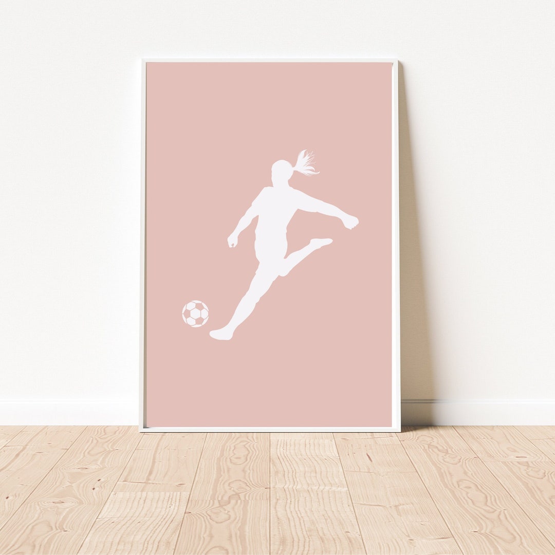 Girls Soccer Player Print | Pastel Pink | Boho Neutral Colors | Teen ...