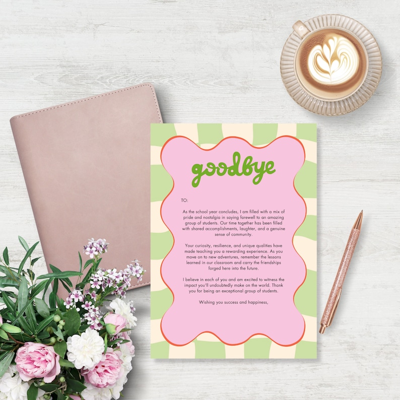 Goodbye Letter From Teacher, Retro, Gift, Farewell, End of Year ...