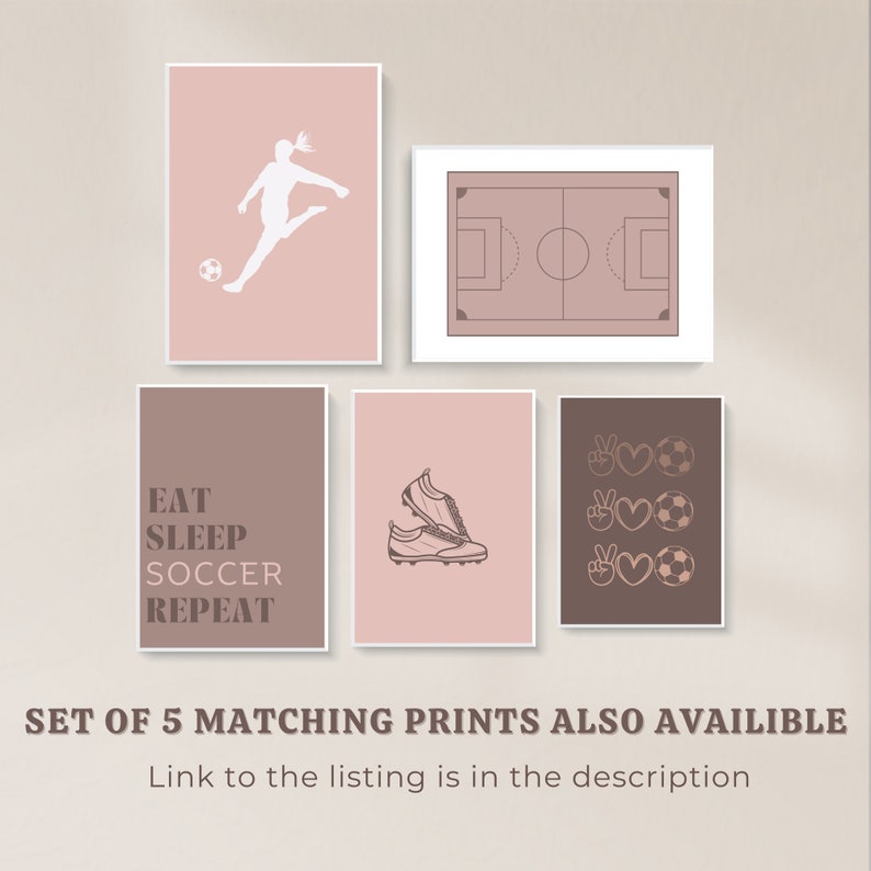Girls Soccer Player Print | Pastel Pink | Boho Neutral Colors | Teen ...