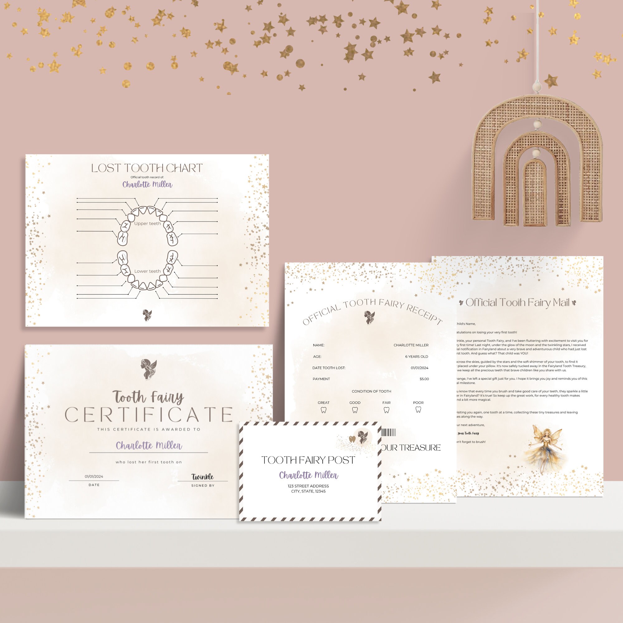 Editable Tooth Fairy Bundle Tooth Fairy Certificate Lost Tooth Chart ...