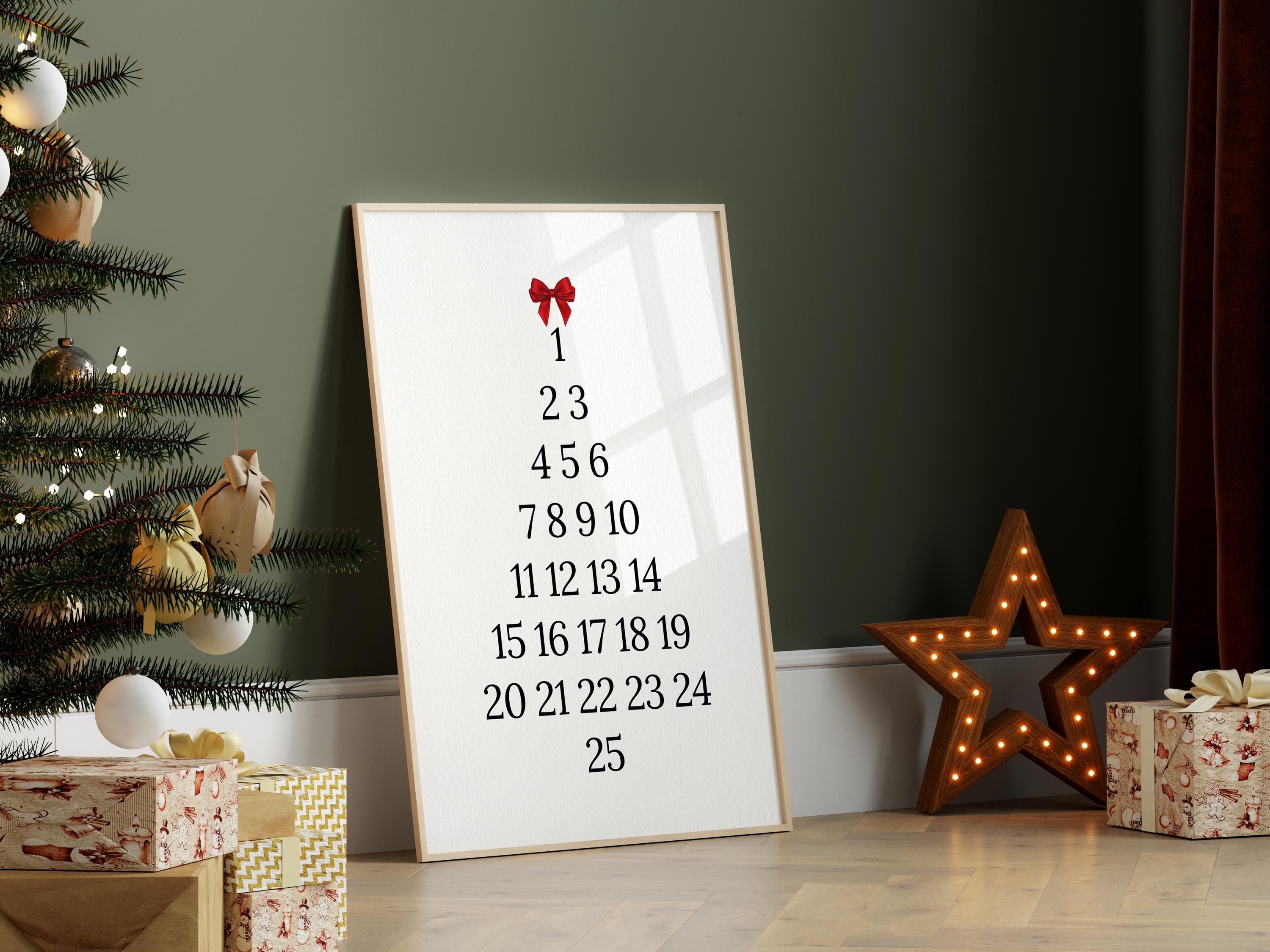 Christmas Countdown Wall Art, Advent Calendar Print, Modern Holiday ...