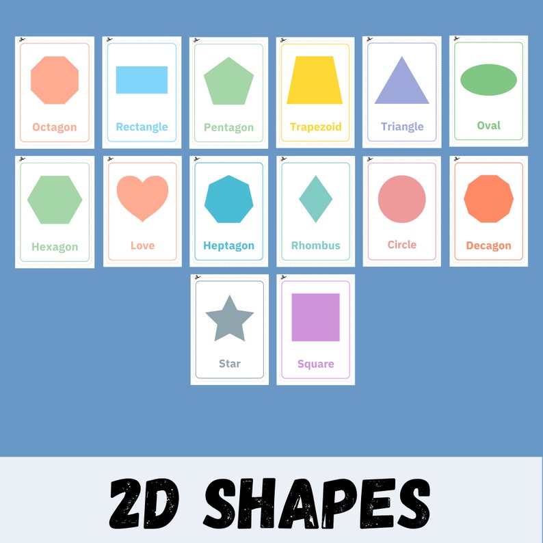 2D & 3D Shape Flash Cards Early Learning Education Prints - Etsy