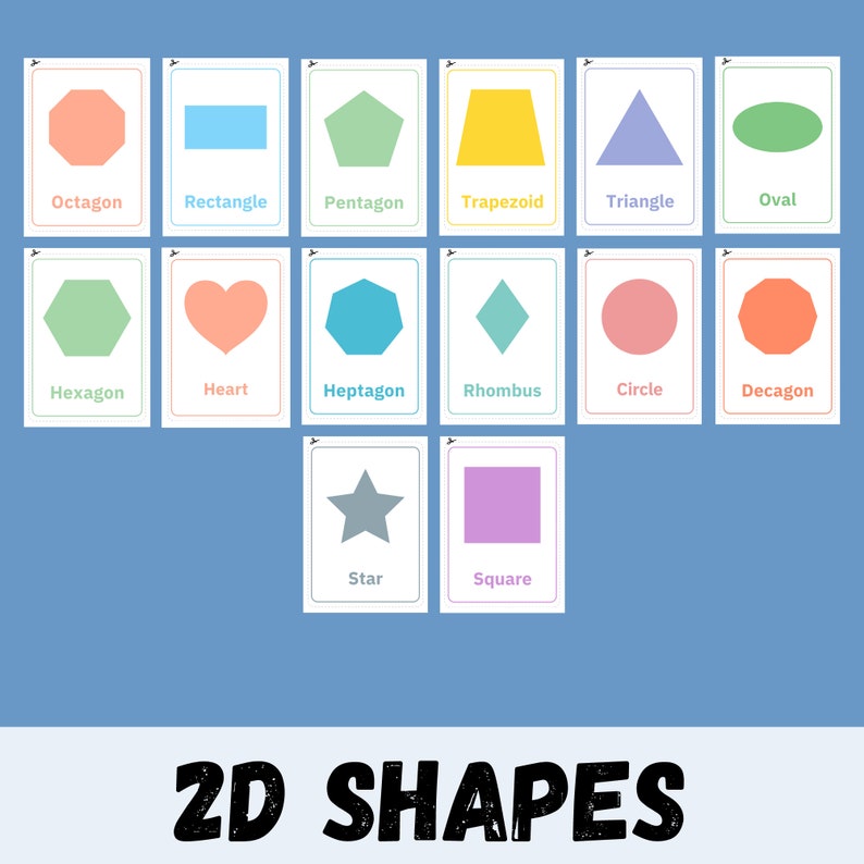 2D & 3D Shape Flash Cards | Early Learning | Education Prints | Digital ...