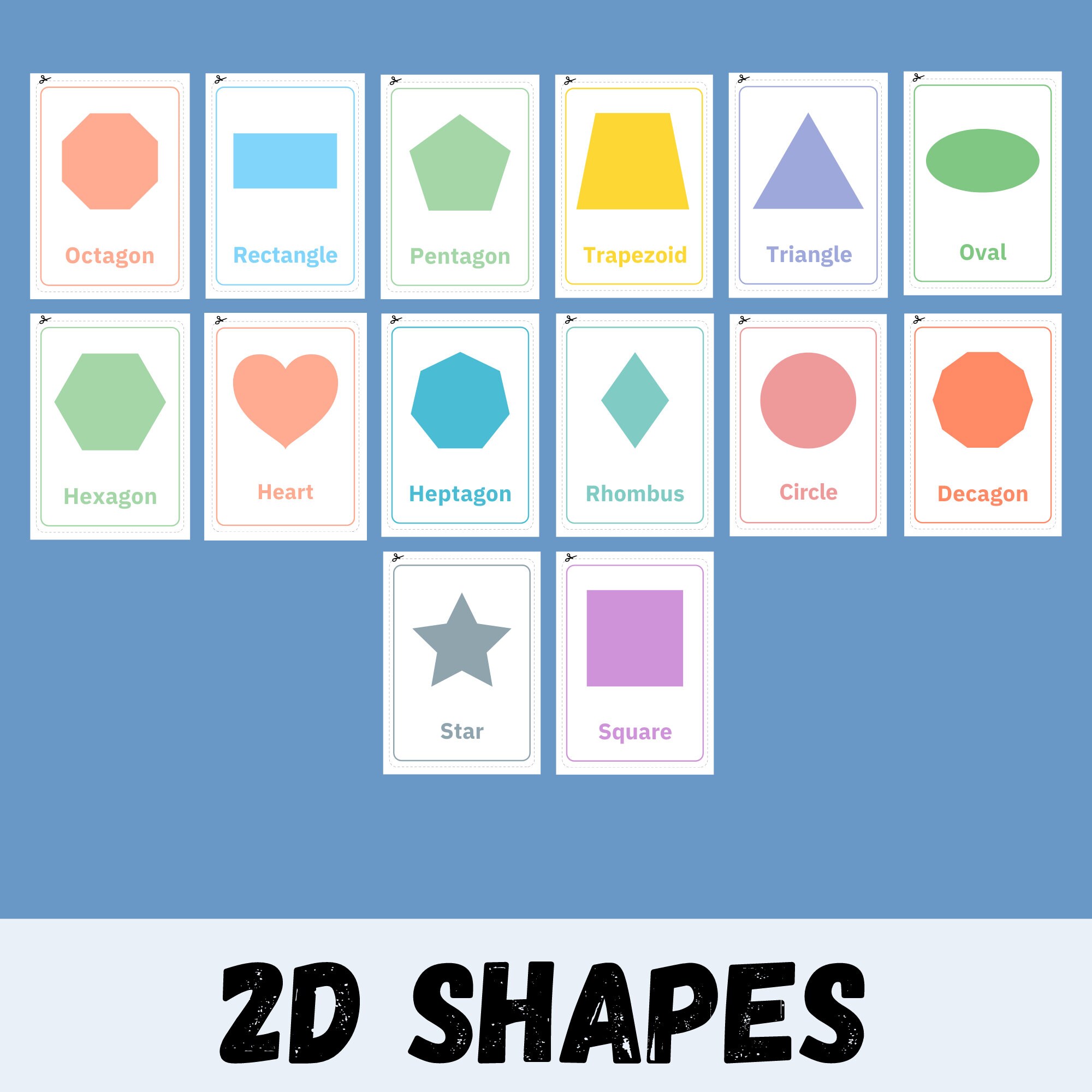 2D & 3D Shape Flash Cards | Early Learning | Education Prints | Digital ...