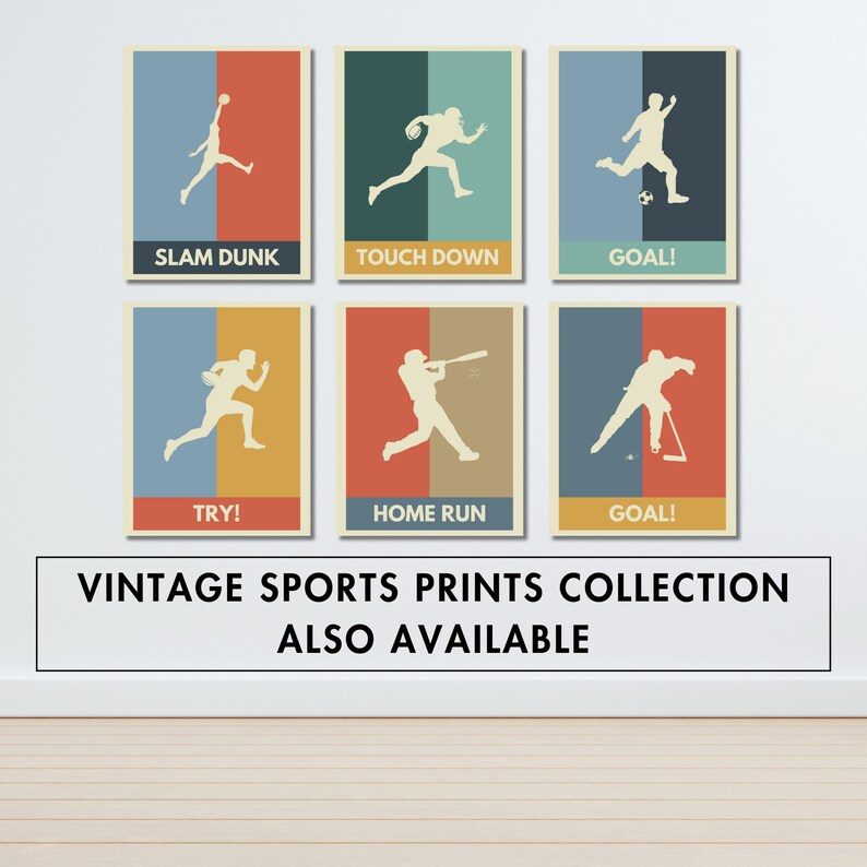 Retro Soccer Goal Print | Retro Style Sports Wall Art | Boys Room Décor ...