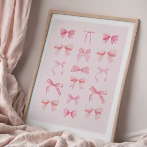 Pink Bow Prints | Coquette Style Nursery Wall Art | Digital Download ...