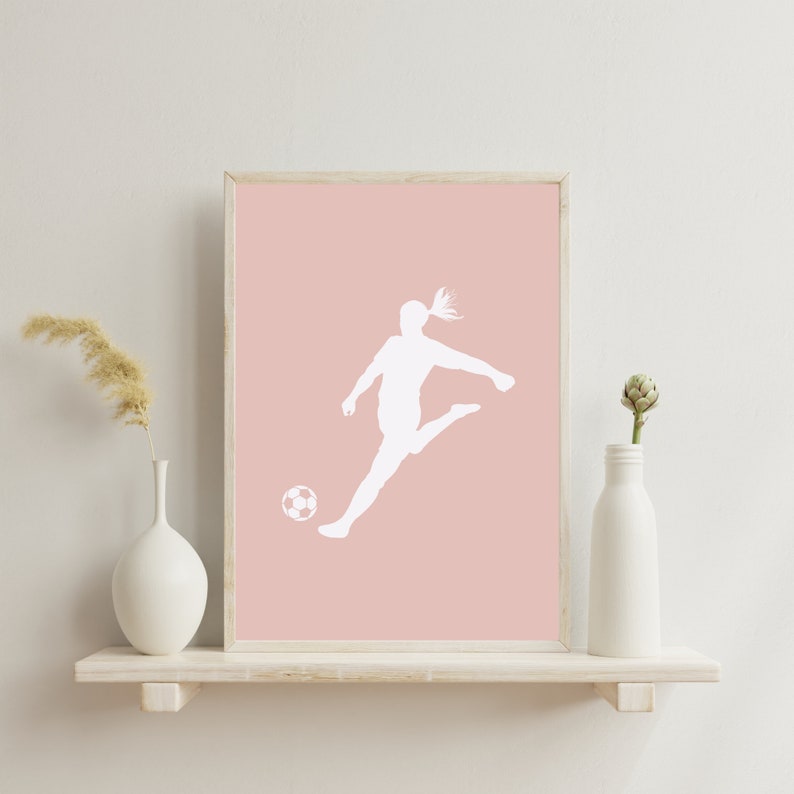 Girls Soccer Player Print | Pastel Pink | Boho Neutral Colors | Teen ...