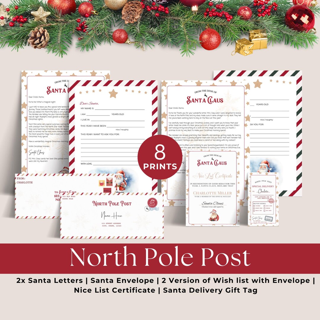 Santa Letter Bundle | Santa Gift Tag | Nice List Certificate | North ...