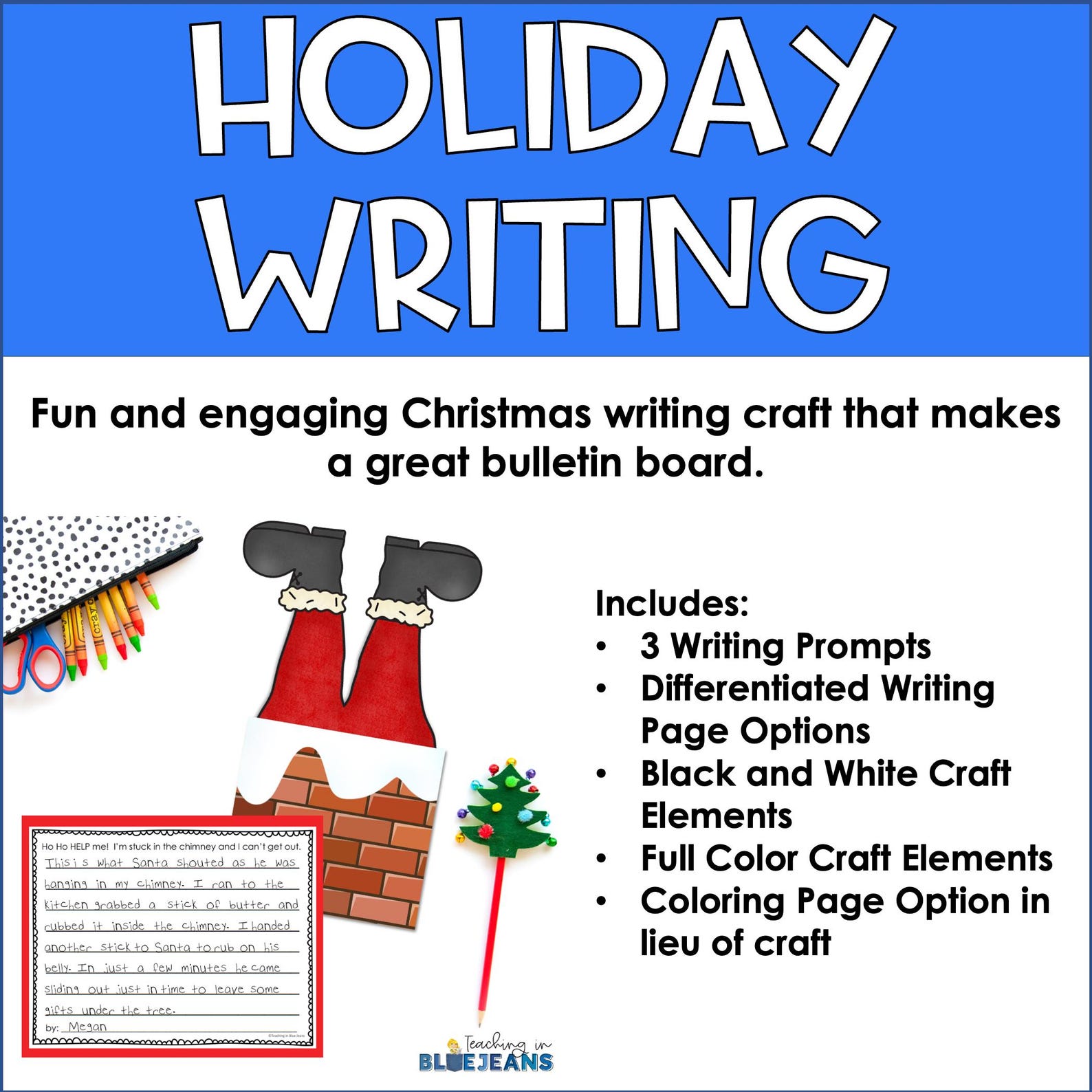 Santa is Stuck in the Chimney Writing Activity and Craft | Kids ...