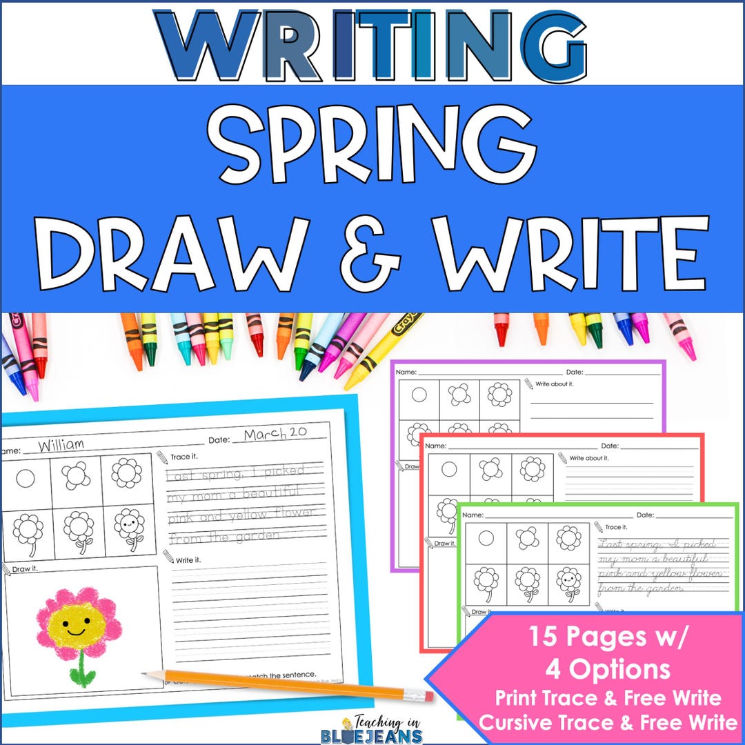Spring Directed Drawing and Writing Pages for Kids – Learn to Draw ...