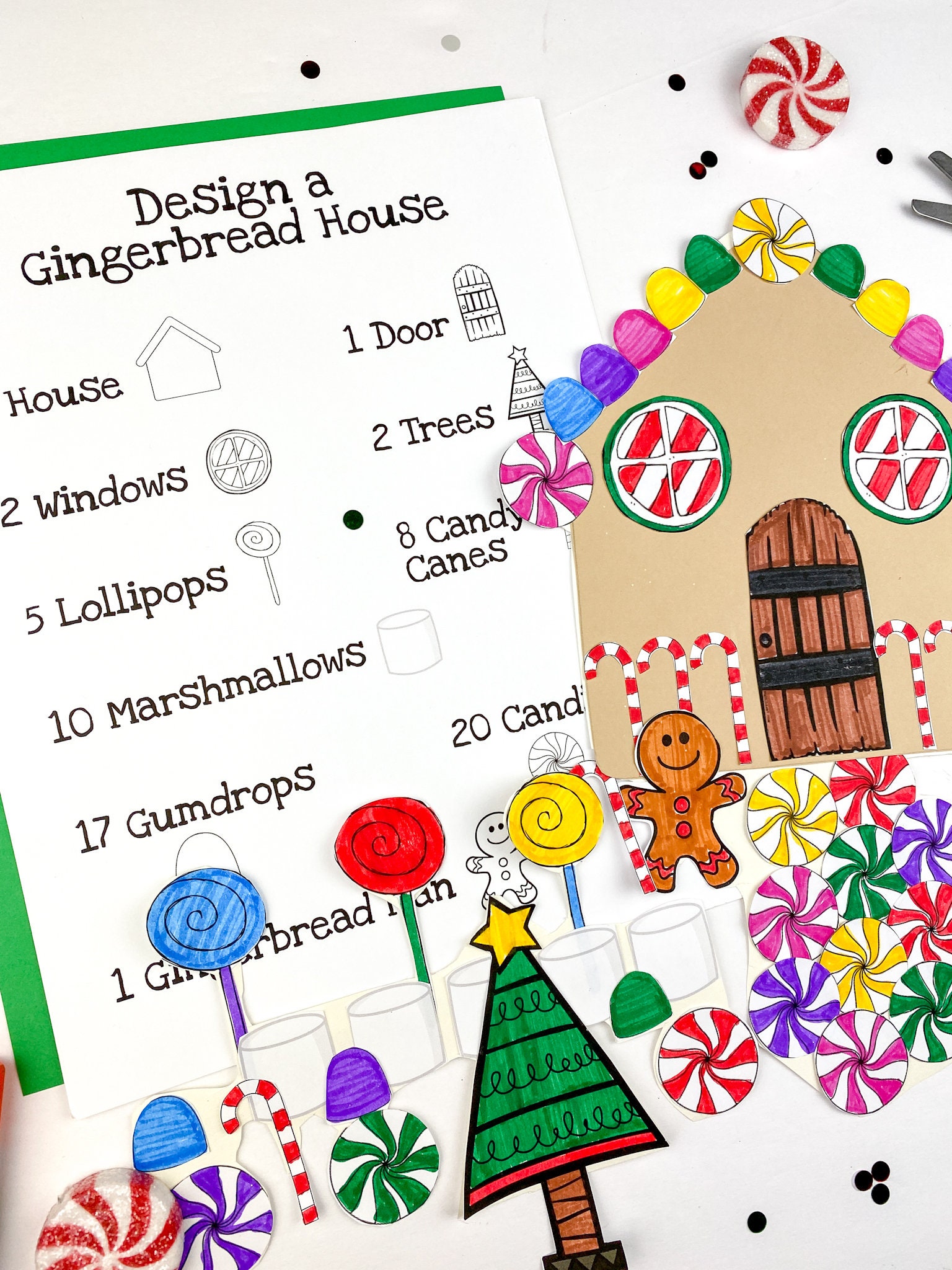 Design a Gingerbread House Math Craft for Numbers to 20 | Christmas ...