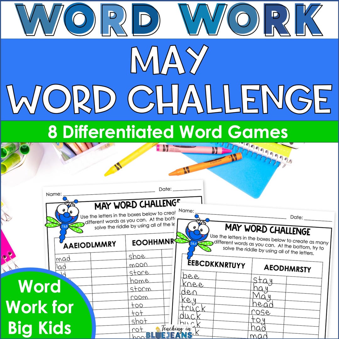 May Word Work Games for Kids – Printable Word Building & Making Words ...