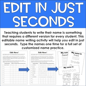 Editable Name Writing Practice for Kids – Tracing Worksheets, Playdough ...