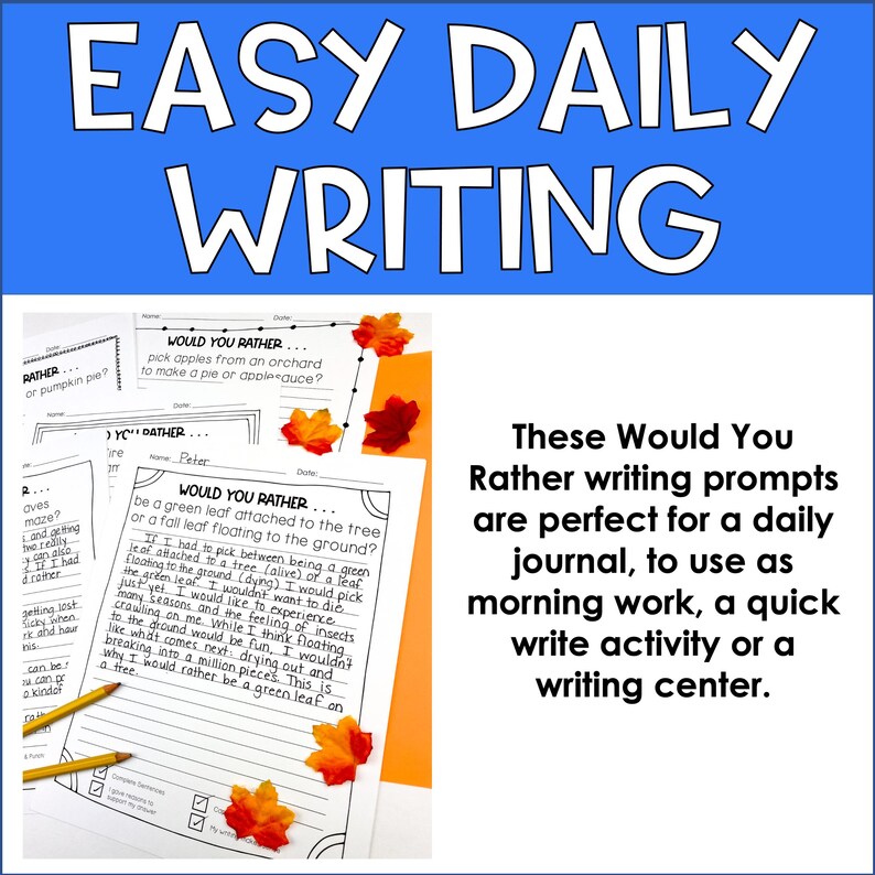 Fall Would You Rather Writing Prompts - Printable and Digital - Fall ...