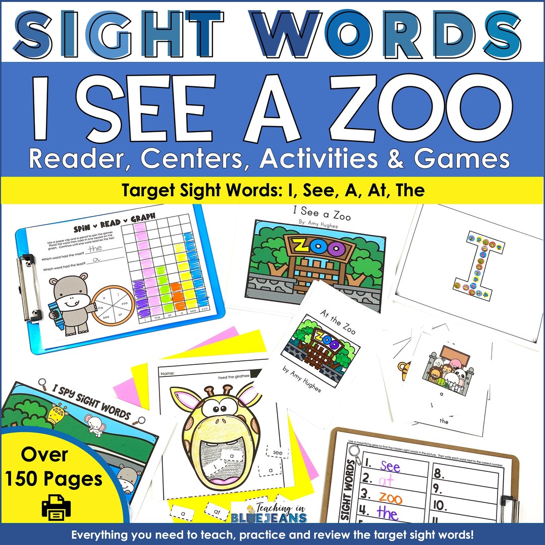 I See a Zoo Emergent Reader, Sight Word Practice Activities and Games ...