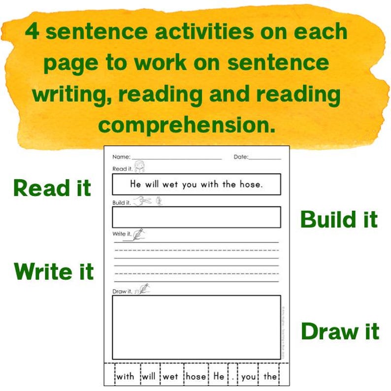 Printable Sentence Writing Worksheets for Kids – Kindergarten & 1st ...