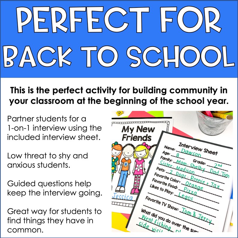 Get to Know You Interview Activity for Kids – Back to School Ice ...