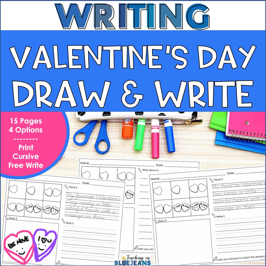 Valentine’s Day Directed Drawing and Writing Prompts for Kids – Cursive ...