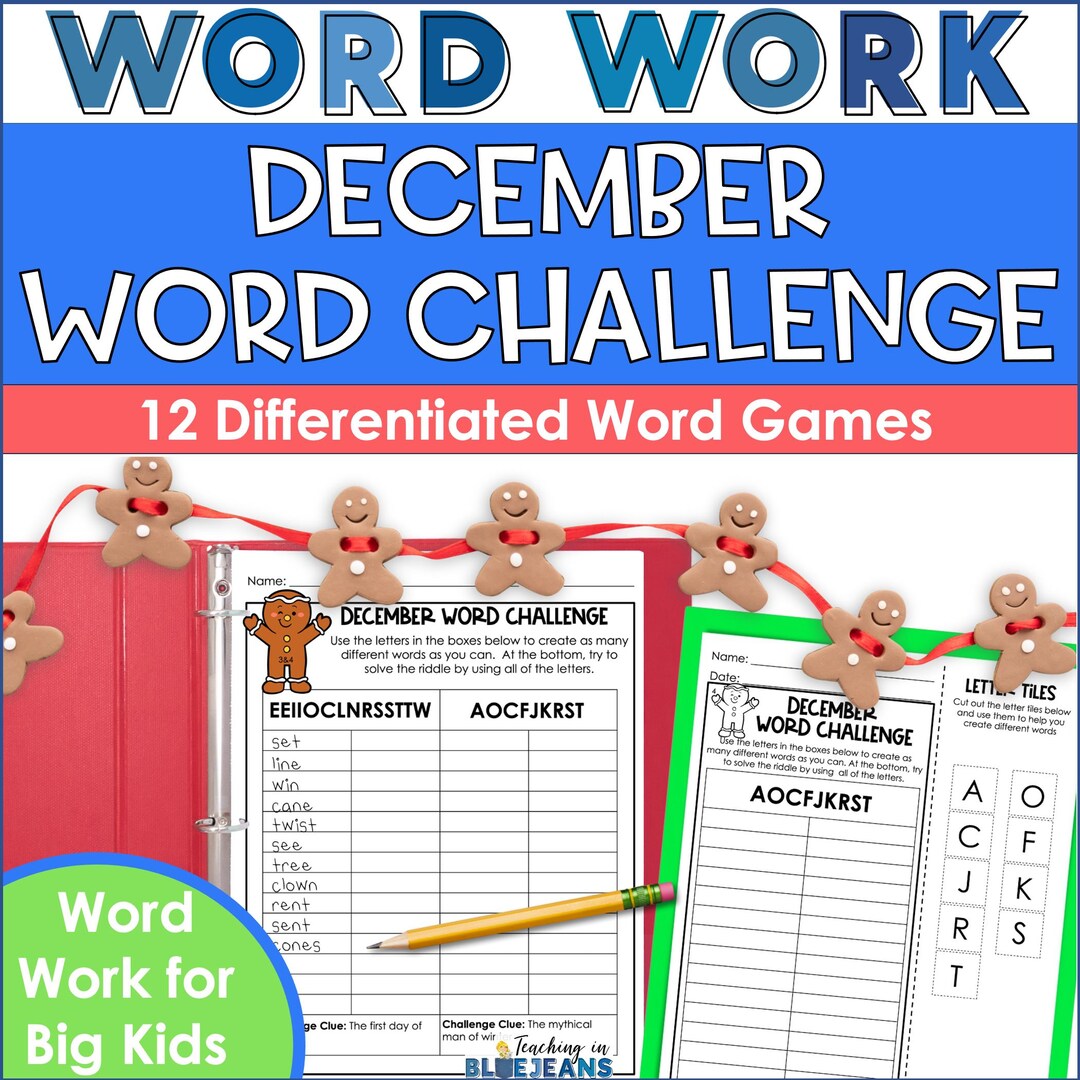 December Word Building Games for Kids – Making Words Spelling Puzzles ...