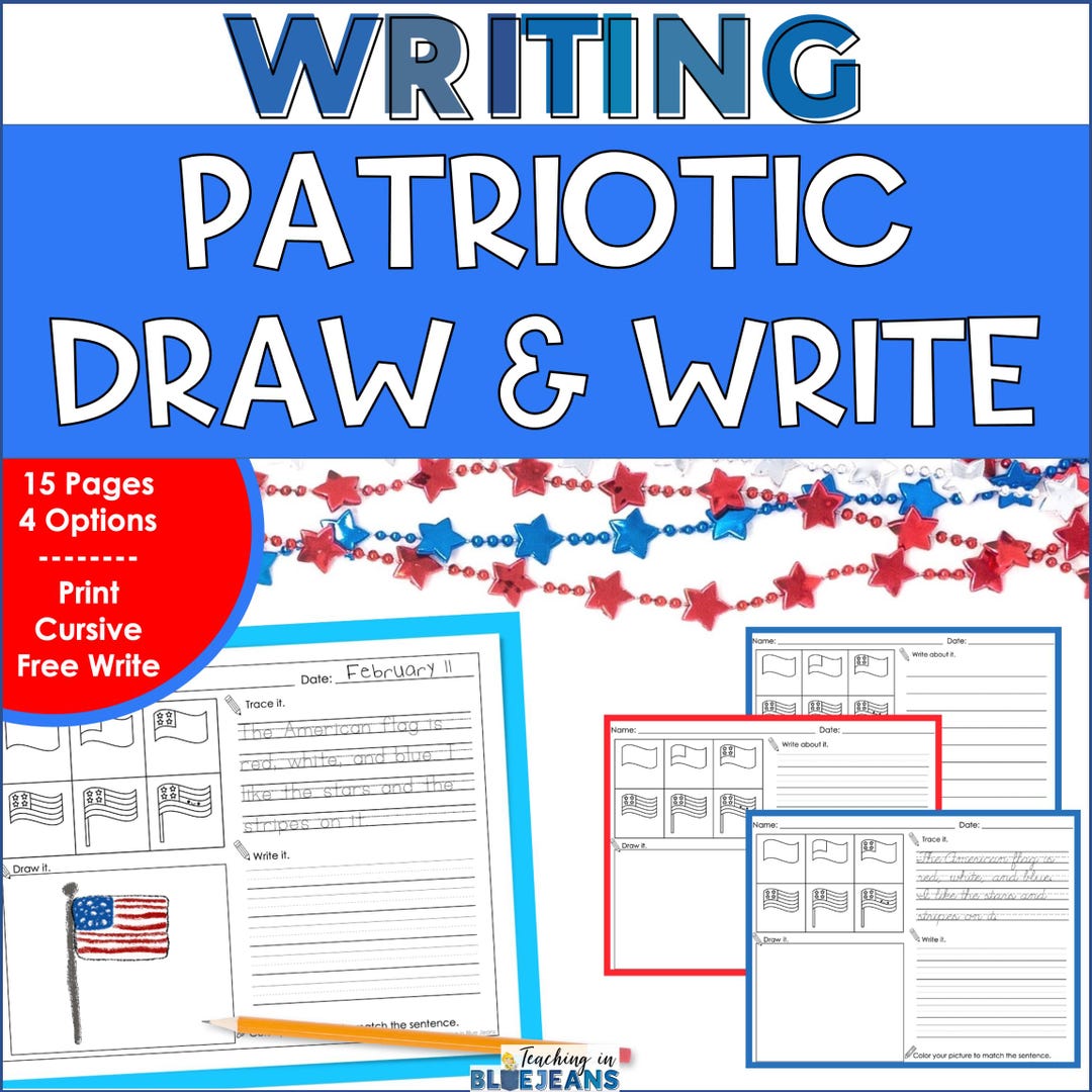 Patriotic Draw and Write for Kids – Handwriting Practice & Directed ...