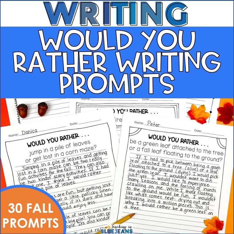 Fall Would You Rather Writing Prompts - Printable and Digital - Fall ...