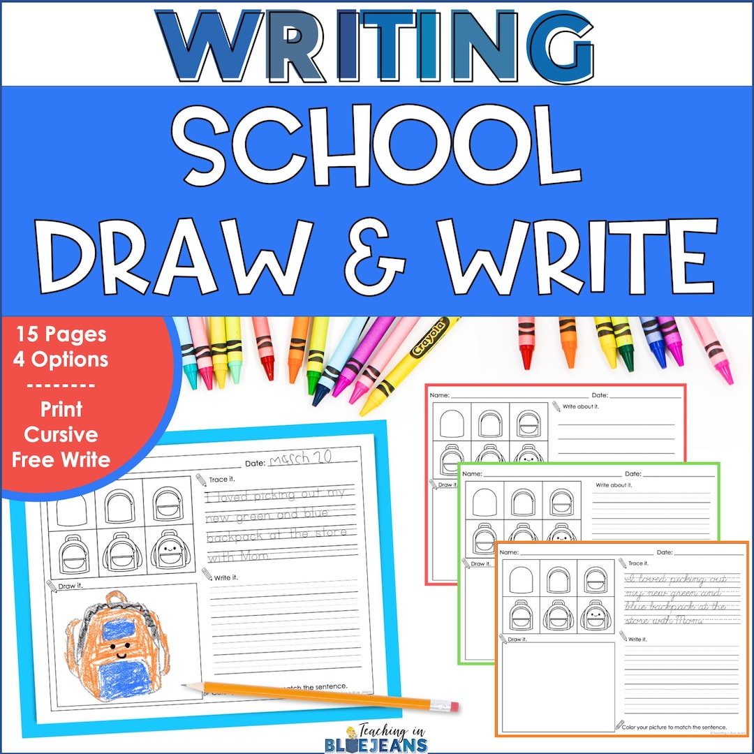 Back to School Draw and Write Activity for Kids – Handwriting Practice ...
