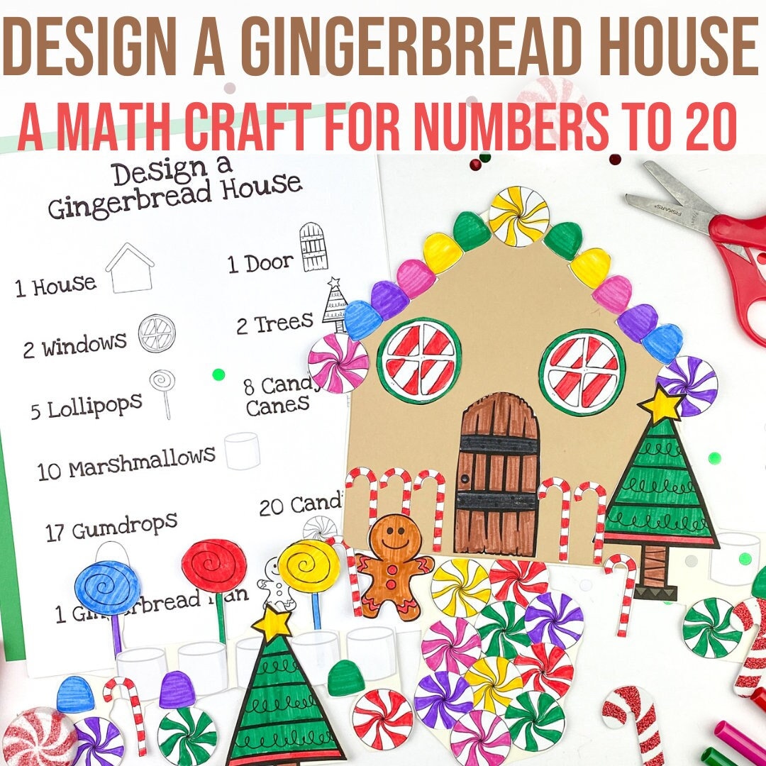 Design a Gingerbread House Math Craft for Numbers to 20 | Christmas ...