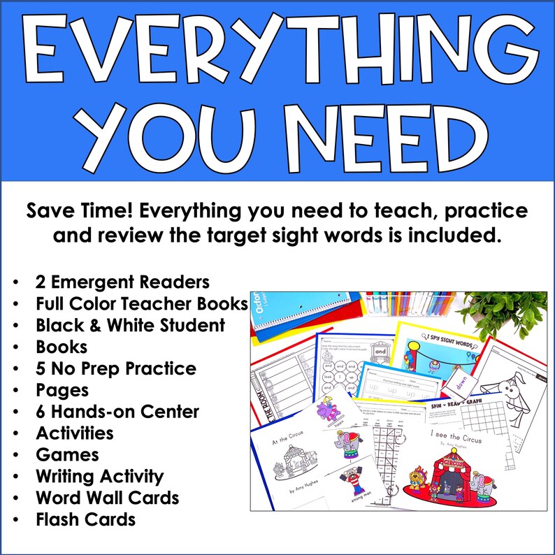 Circus Sight Word Books & Printables – Learn to Read Activities for ...