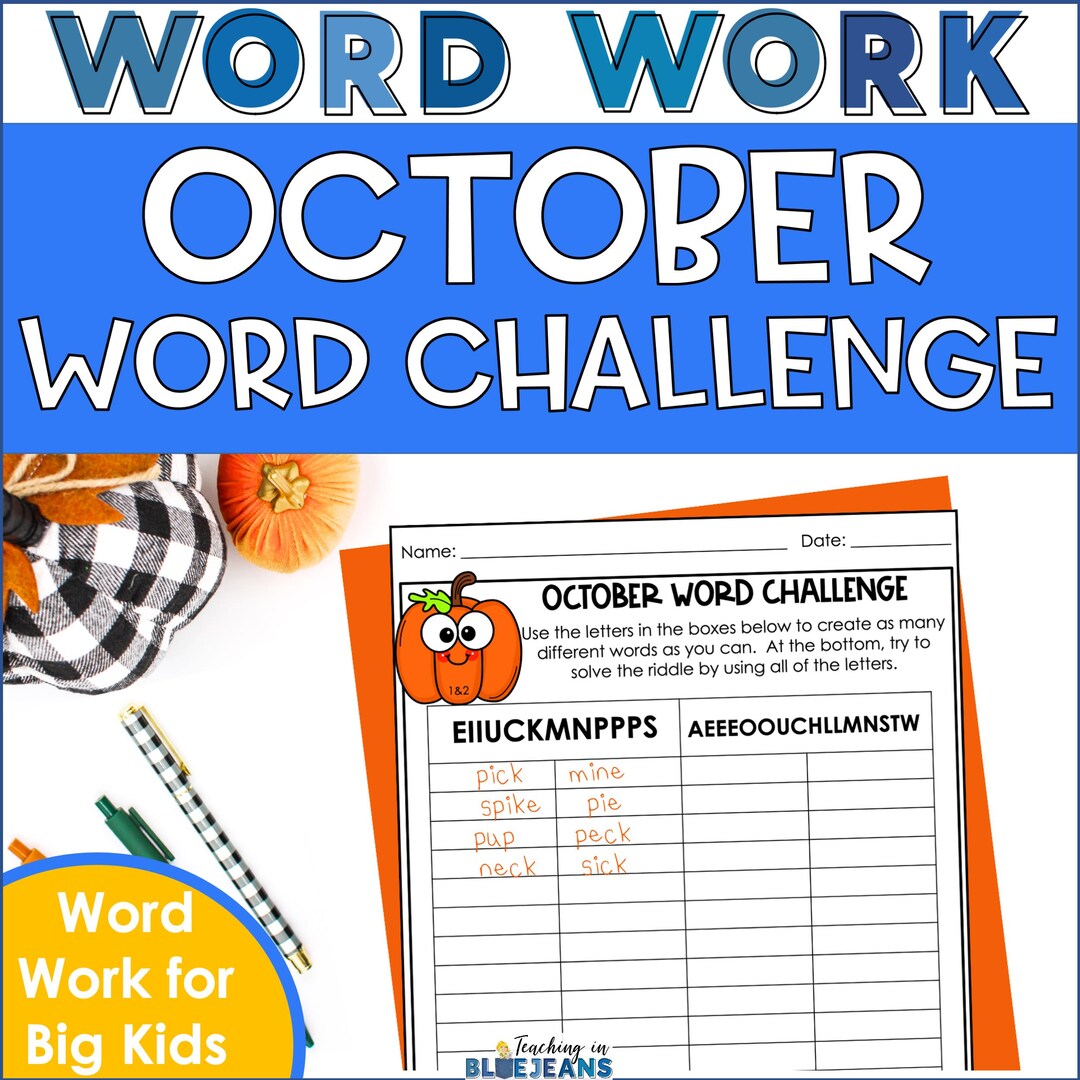October Word Building Puzzles for Kids – Printable Spelling Games and ...