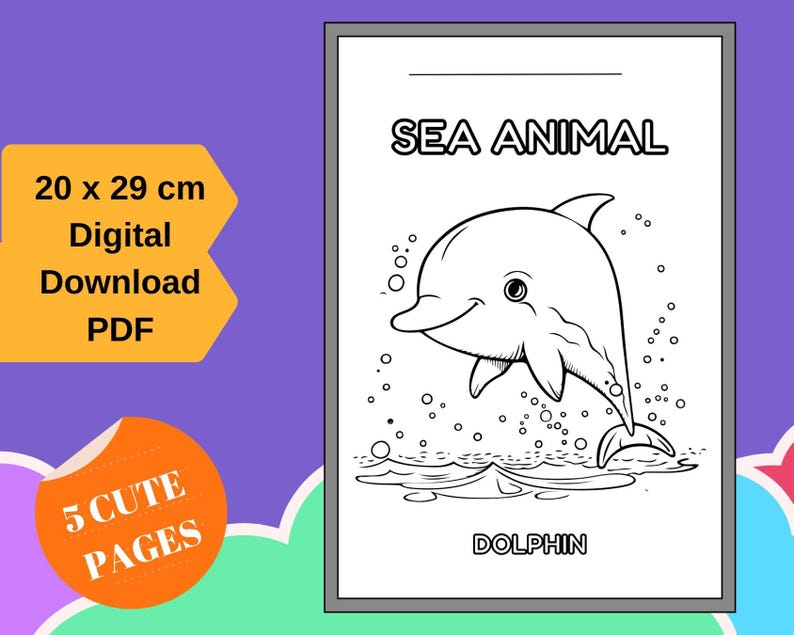 Sea Animals Coloring Pages for Kids - Etsy