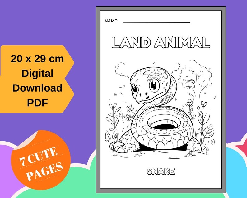 Land Animal Coloring Pages for Kids - Etsy
