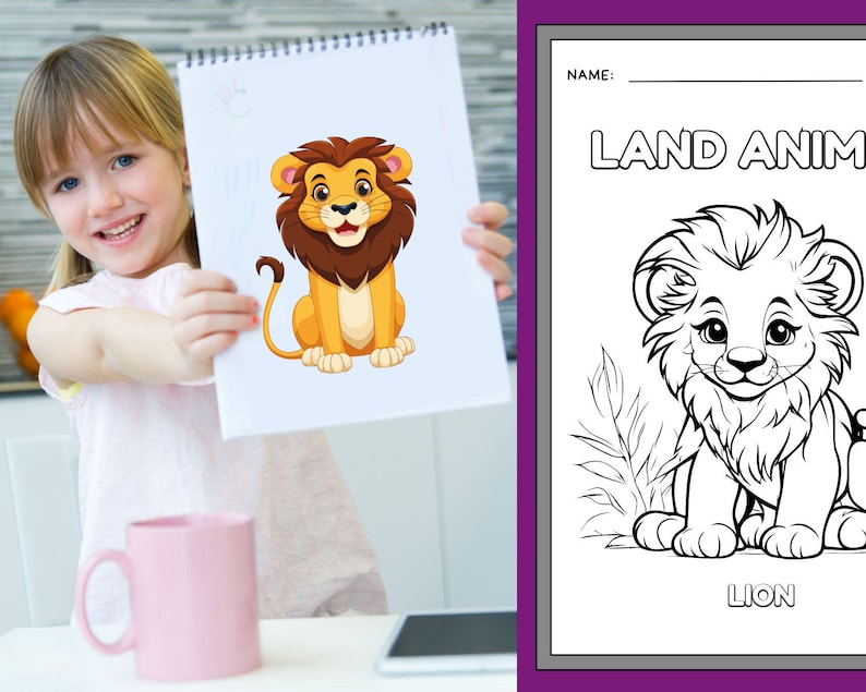 Land Animal Coloring Pages for Kids - Etsy