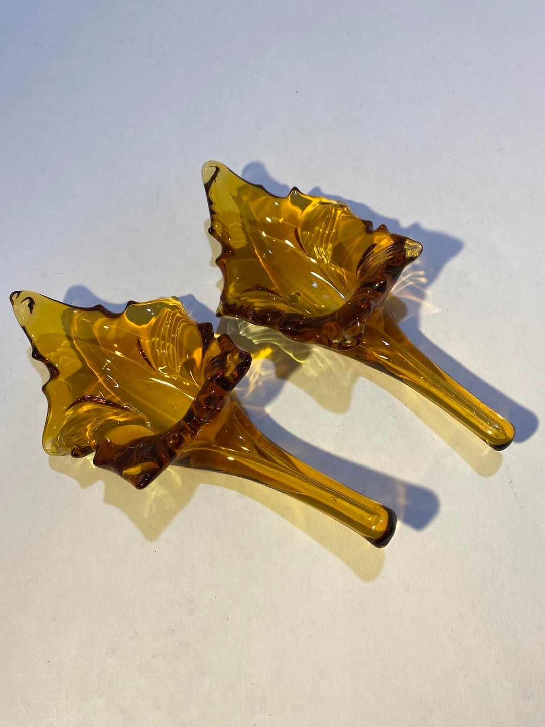 Vintage (1970's)pilgrim Glass Amber Art Glass Table Flower's. - Etsy