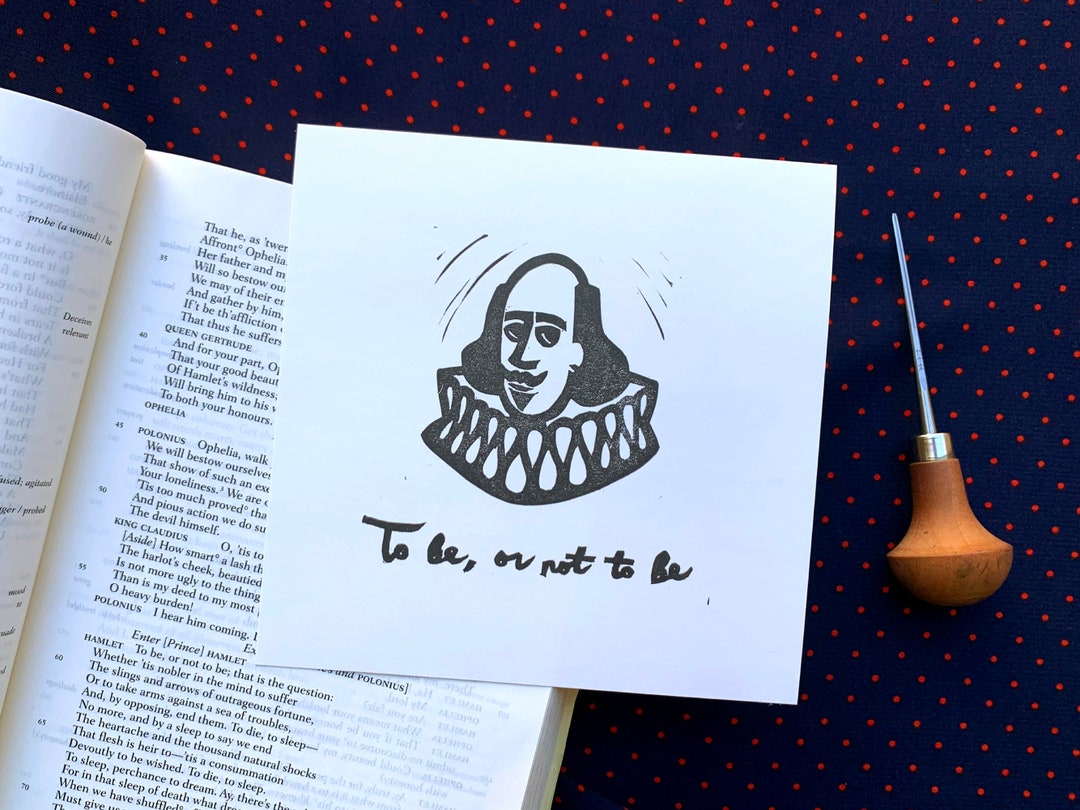 To Be, or Not to Be Linocut Art Print 6 X 6 Inches Shakespeare Series ...