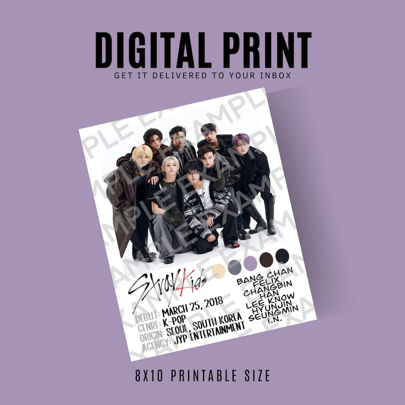 Stray Kids SKZ Poster | Digital Download | 8x10, A4, U.S. Letter 8.5x11 ...
