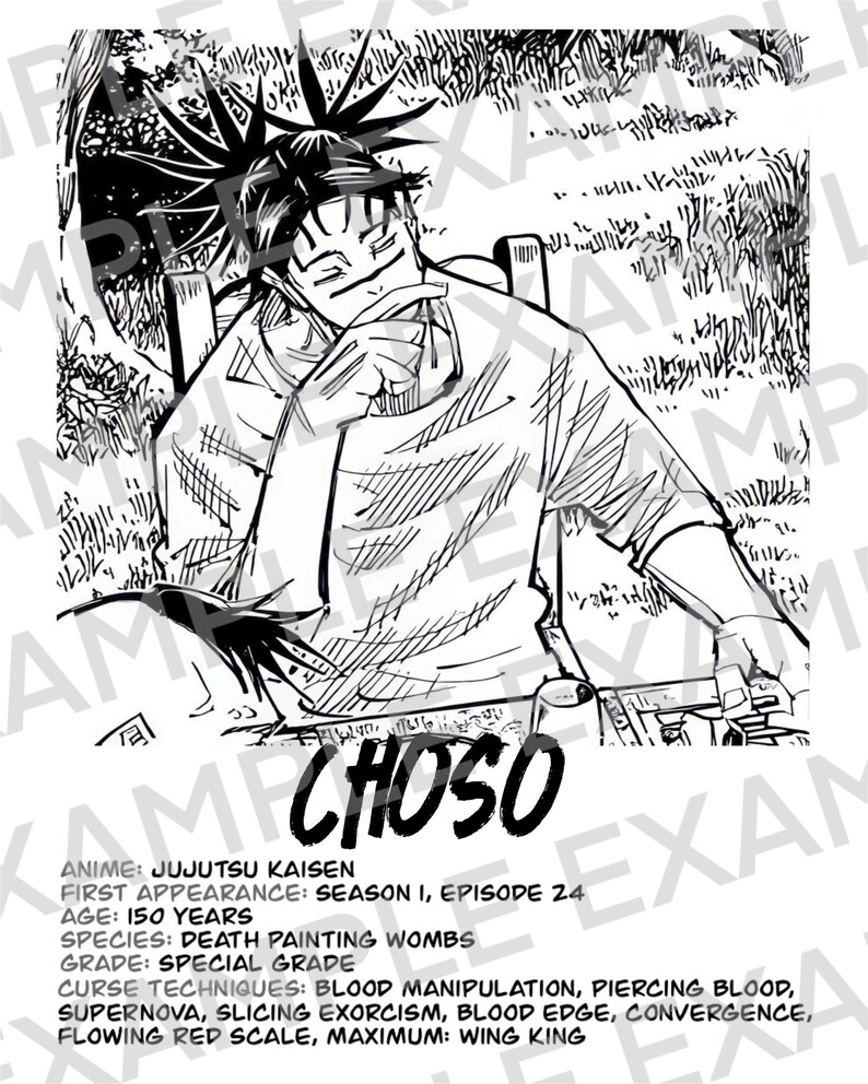 Custom Choso Kamo, Jujutsu Kaisen Poster | 8x10 Digital Download | Wall ...