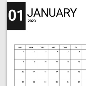 2023 Calendar PDF, Printable Blank Monthly Calendar 2023 With Sunday ...